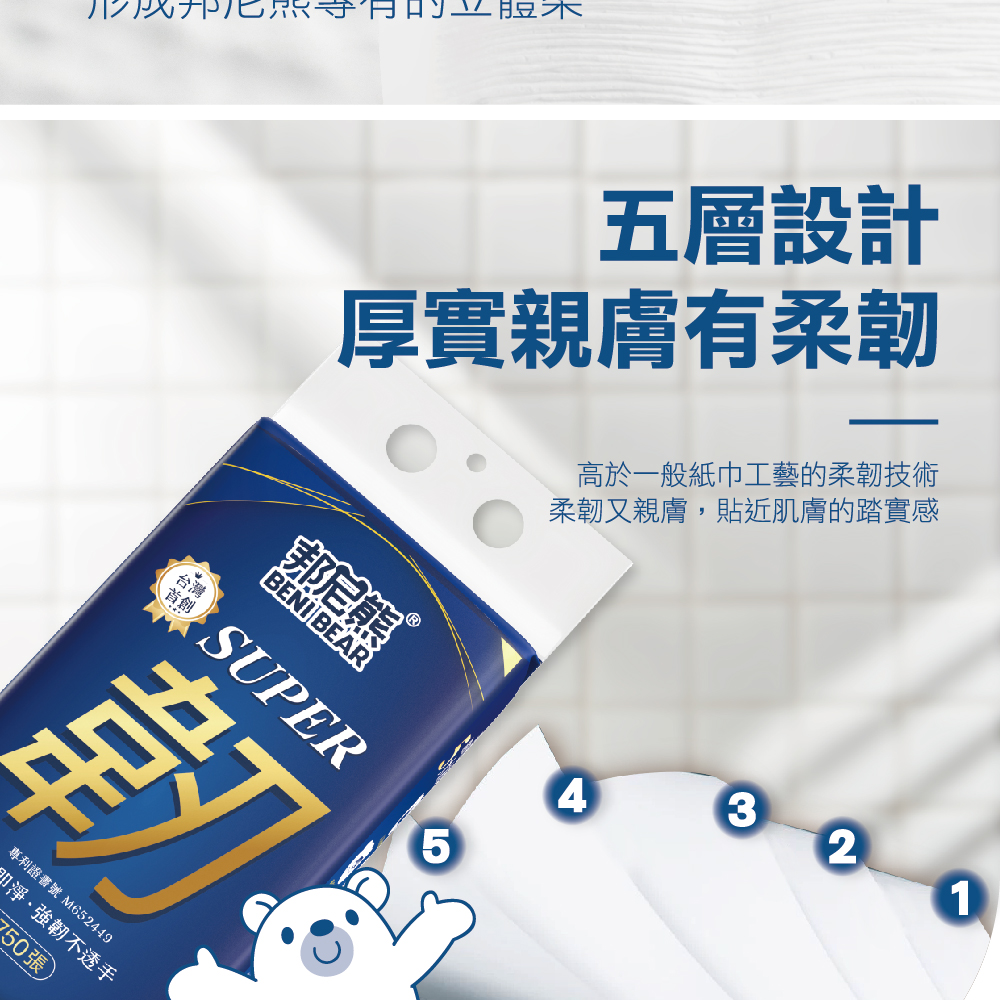 【BENI BEAR邦尼熊】五層提掛式底部抽面紙1750張12提/箱-(韌) - 邦尼熊購物商城